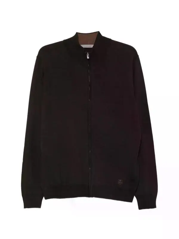 Corneliani Zip-up Embroidered-logo Cardigan