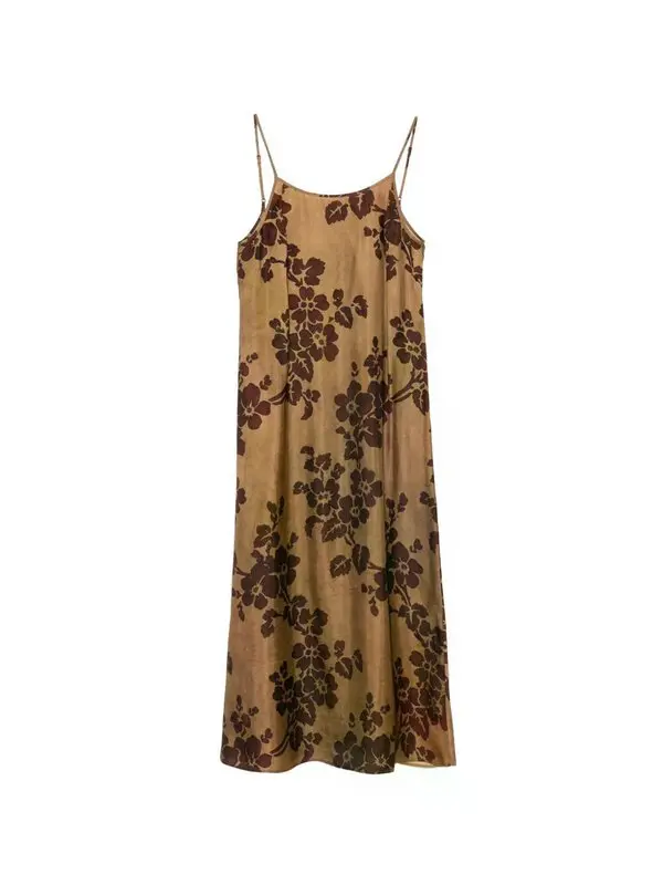 UMA WANG Anaya Floral-print Midi Dress - Brown