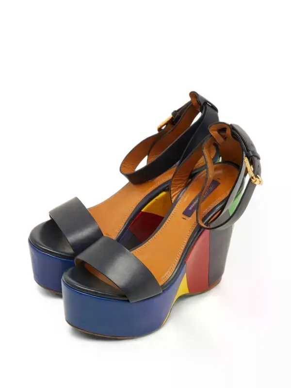 Ralph Lauren Arianna Colorblock Wedge Sandals - Blue