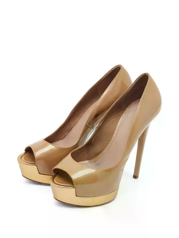 LE SILLA Platform Peep-toe Patent Leather Pumps