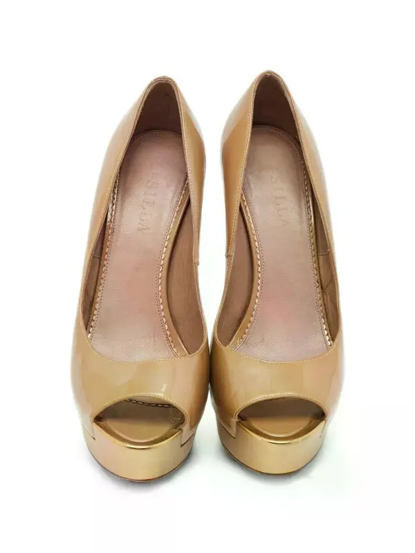 LE SILLA Platform Peep-toe Patent Leather Pumps