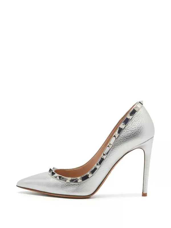 Valentino Garavani Rockstud Pointed-toe Pumps - Silver
