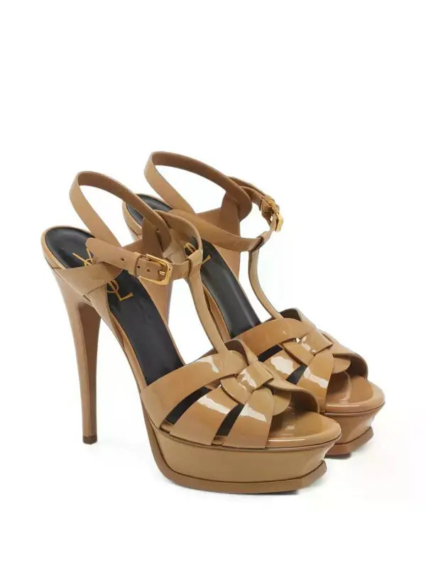 Saint Laurent Tribute Platform Sandals - Neutrals
