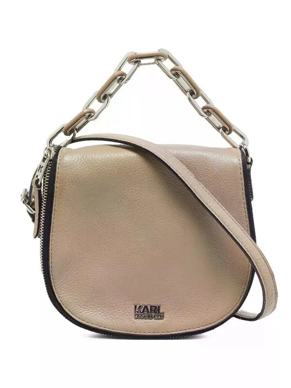 Karl Lagerfeld Grained-leather Zip-around Mini Crossbody Bag - Neutrals
