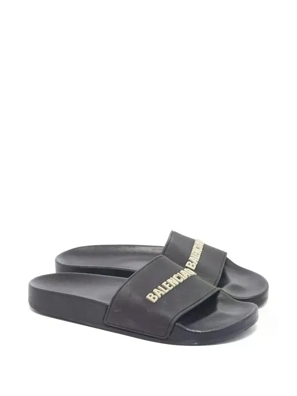 Balmain Flat Slides - Black