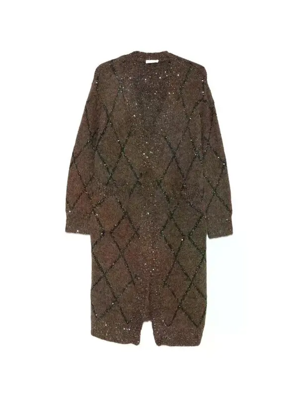 PAPER LACE Sequin-embellished Argyle Coat