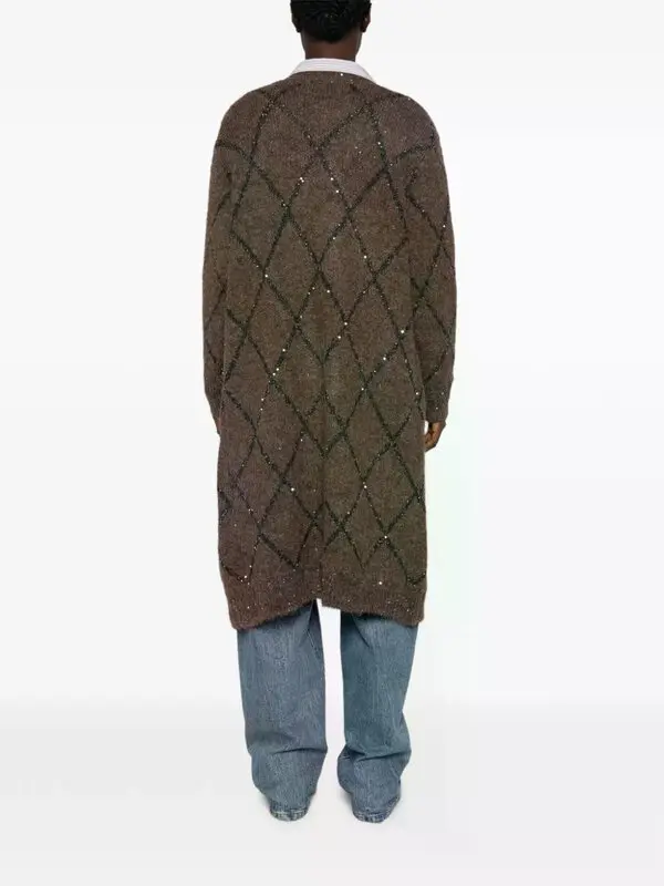 PAPER LACE Sequin-embellished Argyle Coat