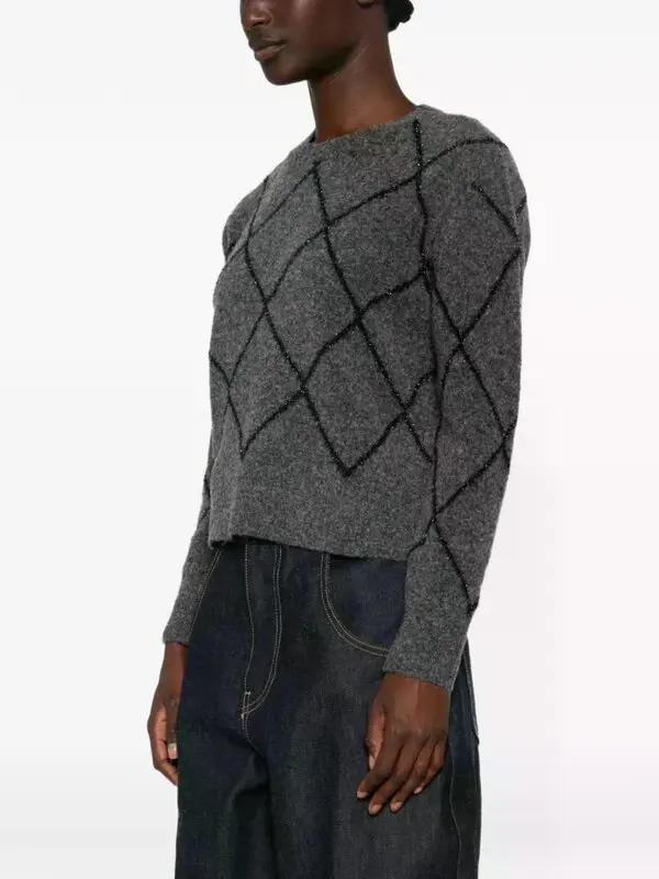 PENNYBLACK Argyle Sequin-embellished Sweater