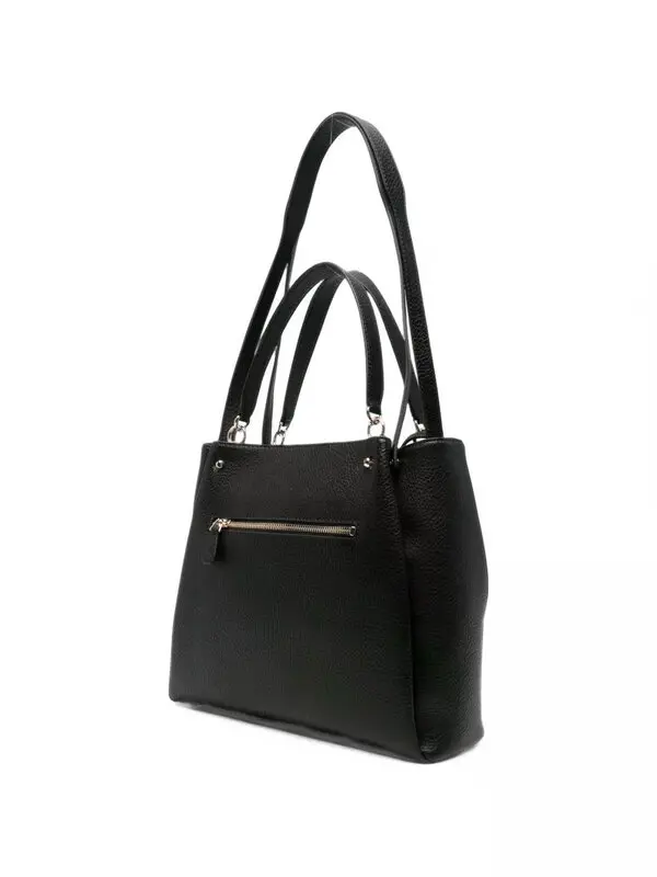 Guess Logo-plaque Pebbled Tote Bag - Black