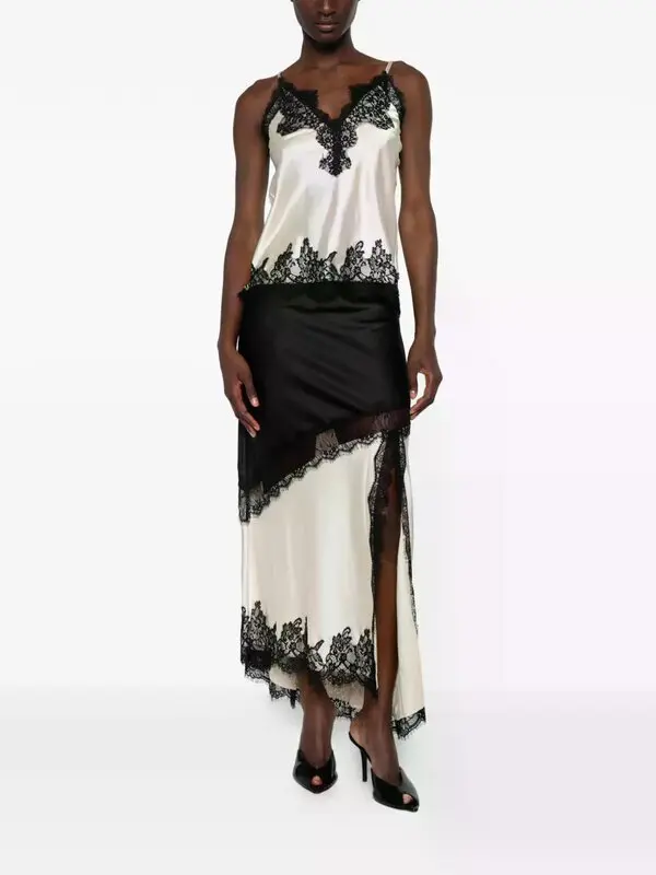 PAPER LACE Lace-trim Panelled Skirt