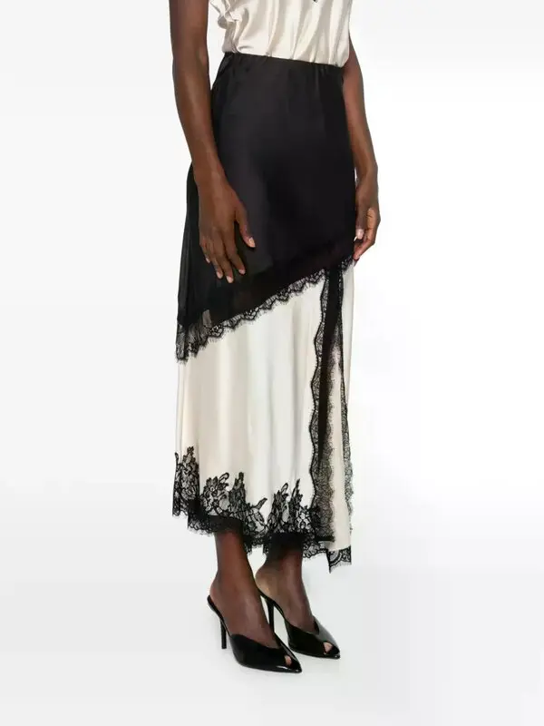 PAPER LACE Lace-trim Panelled Skirt