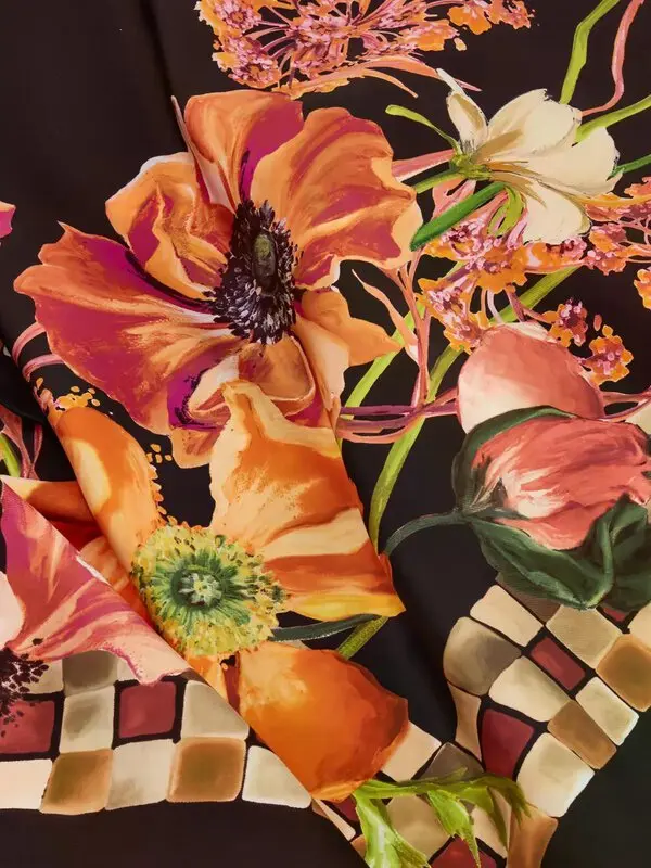 FERRAGAMO Floral-print Silk Scarf - Black