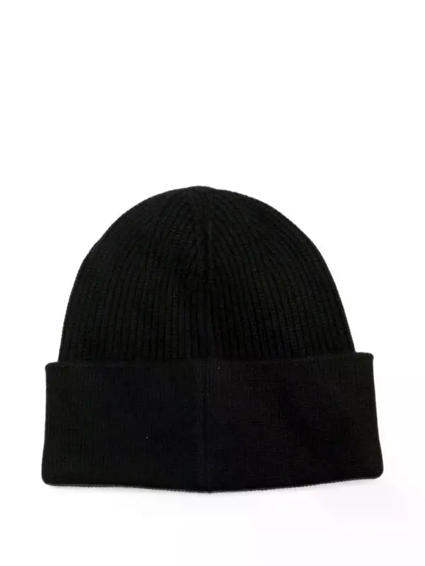 Guess Logo-patch Ribbed-knit Beanie Hat