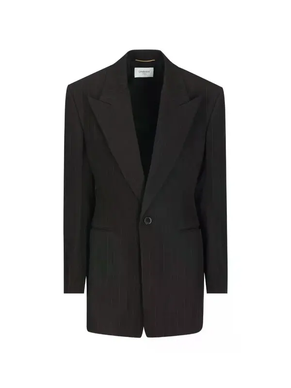 Saint Laurent Single-breasted Jacket In Chalk-stripe Wool Mélange