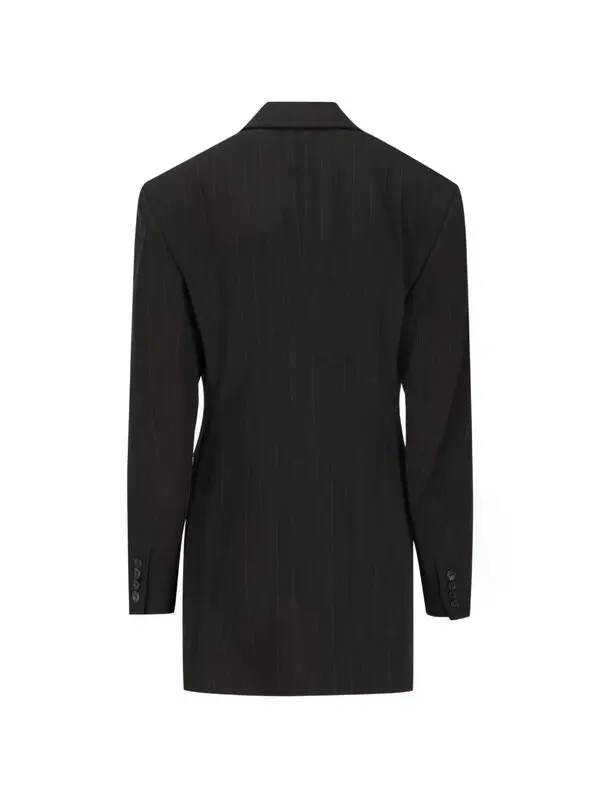 Saint Laurent Single-breasted Jacket In Chalk-stripe Wool Mélange