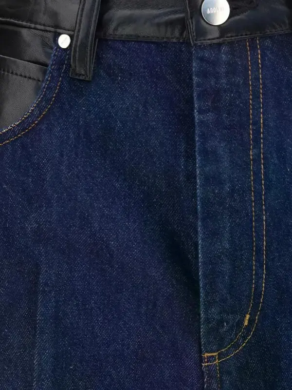 AGOLDE Morgan Leather-panelled Jeans - Blue