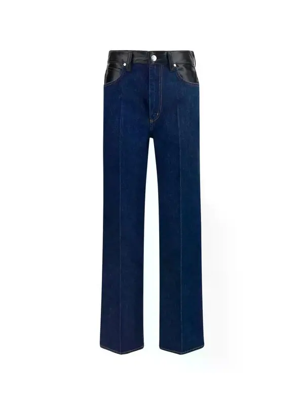 AGOLDE Morgan Leather-panelled Jeans - Blue
