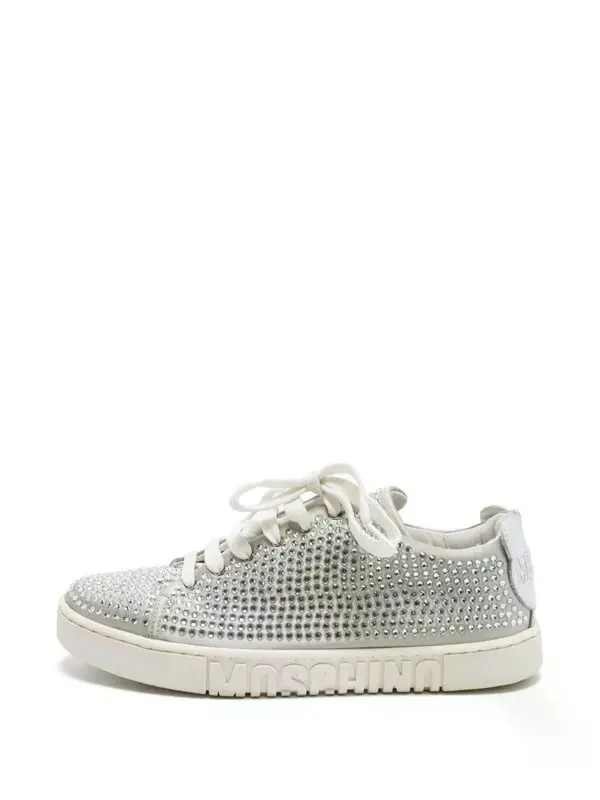 Moschino Crystal-embellished Lace-up Sneakers - Grey
