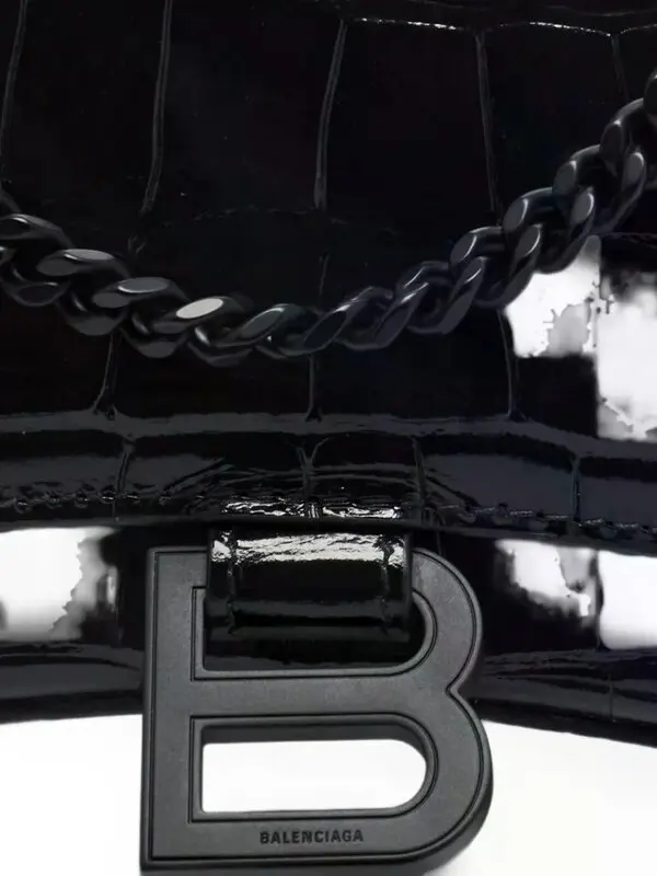 Balenciaga Hourglass Croc-embossed Mini Shoulder Bag