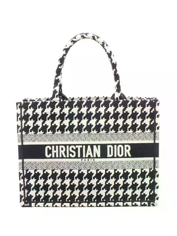 Dior 2000-2026 Medium Macro Houndstooth Book Tote Bag