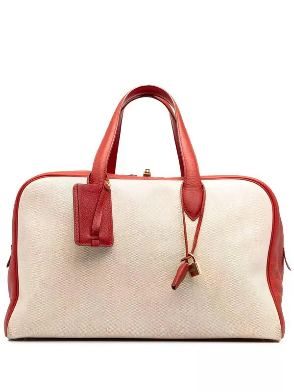 Hermès 1990-2010 Toile And Clemence Victoria 43 Travel Bag