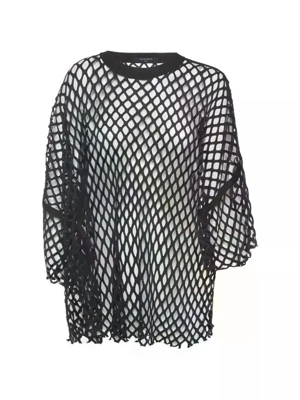 ALLSAINTS Cut-out Sheer Top - Black