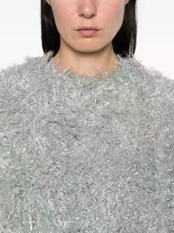 Junya Watanabe Tinsel-effect Cropped Sweater - Silver