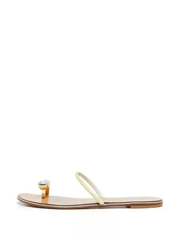 Casadei Crystal Toe-loop Flat Sandals - Neutrals