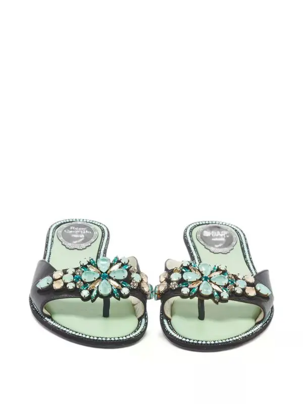 Rene Caovilla Crystal-embellished Leather Flat Sandals