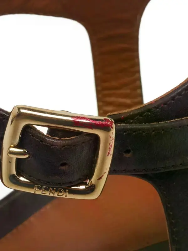 Fendi Tobacco Zucca Canvas Wedge Sandals