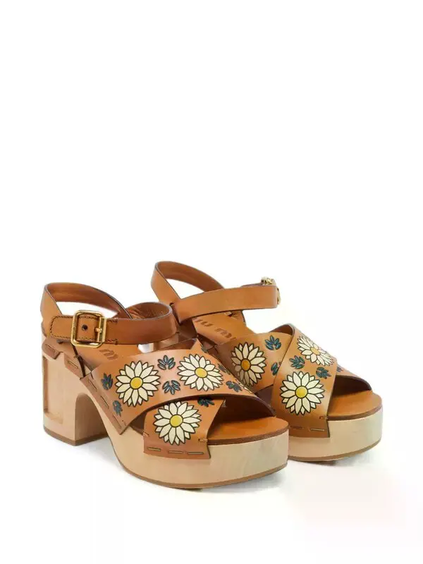Miu Miu Floral-print Platform Sandals