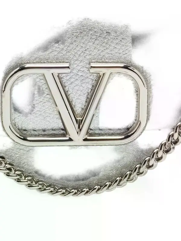 Valentino Garavani Vlogo Leather Chain Wallet - Silver