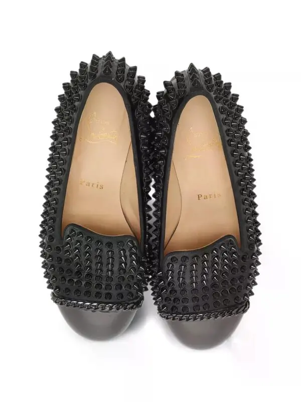 CHRISTIAN LOUBOUTIN Glitz Spiked Cap Toe Smoking Slippers