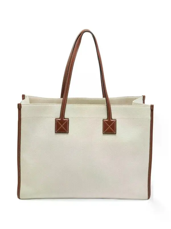 Burberry Freya Horseferry Canvas Tote Bag - Neutrals