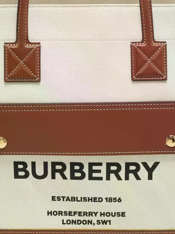 Burberry Freya Horseferry Canvas Tote Bag - Neutrals