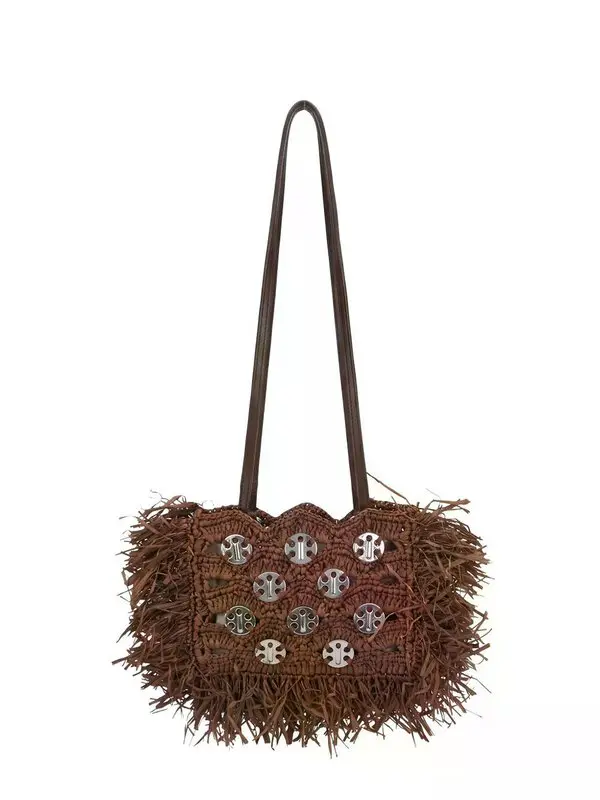 Rabanne Fringe-trimmed Crochet Shoulder Bag - Brown
