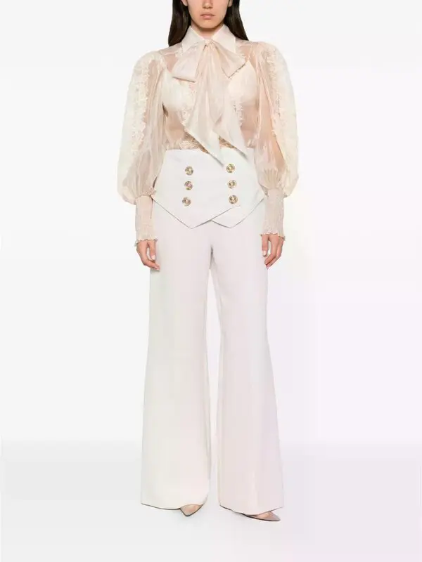 BABYLONE PARIS Lace-panelled Pussy-bow Shirt
