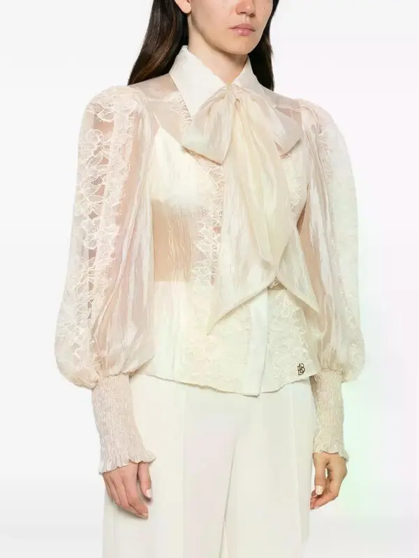 BABYLONE PARIS Lace-panelled Pussy-bow Shirt