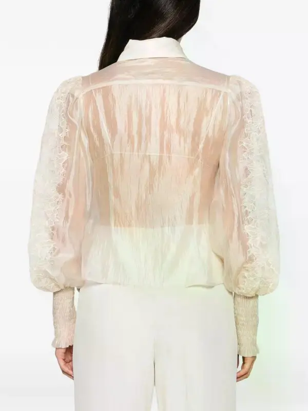 BABYLONE PARIS Lace-panelled Pussy-bow Shirt