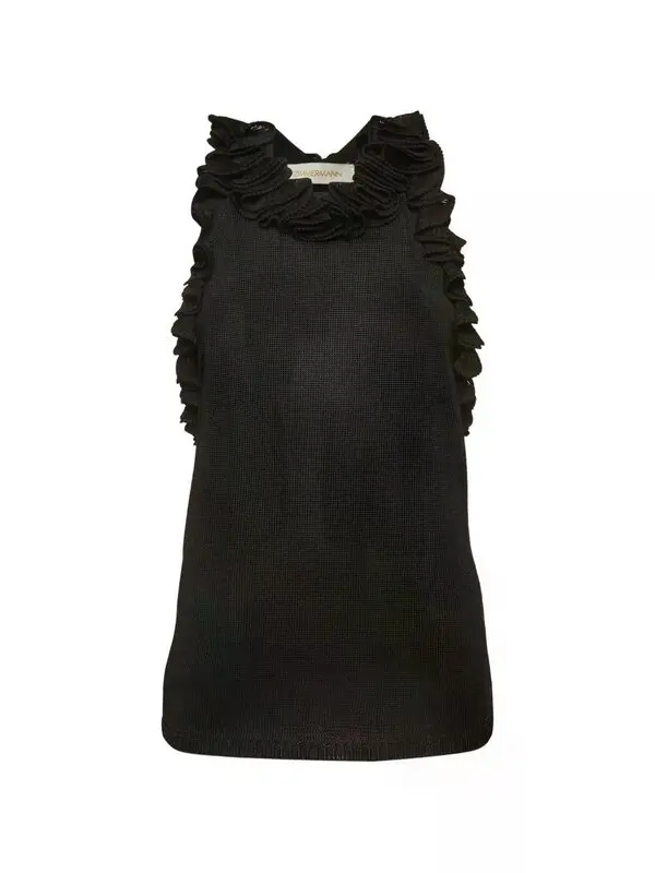 Zimmermann Matchmaker Ruffled Tank Top - Black