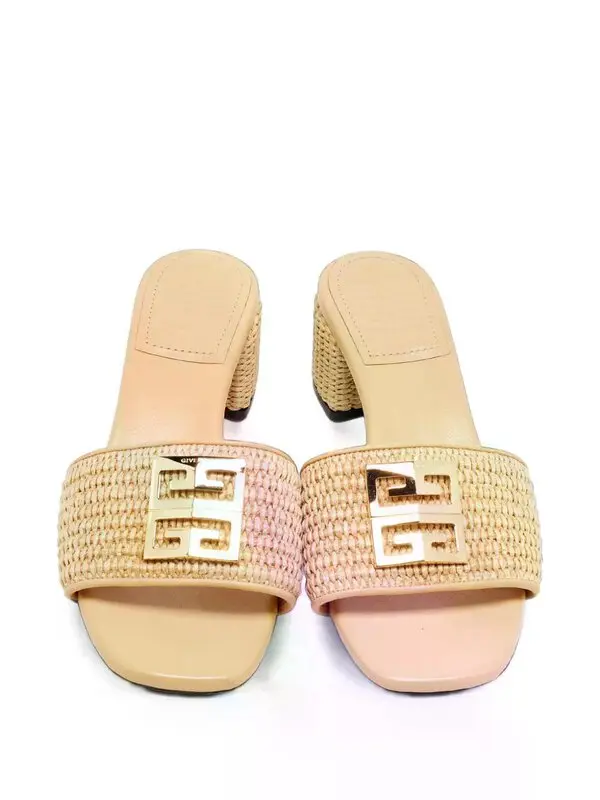 Givenchy 4g Woven Straw Slide Sandals