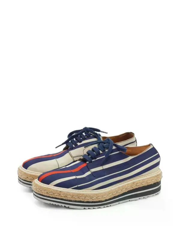 Prada Striped Platform Derby Shoes - Blue