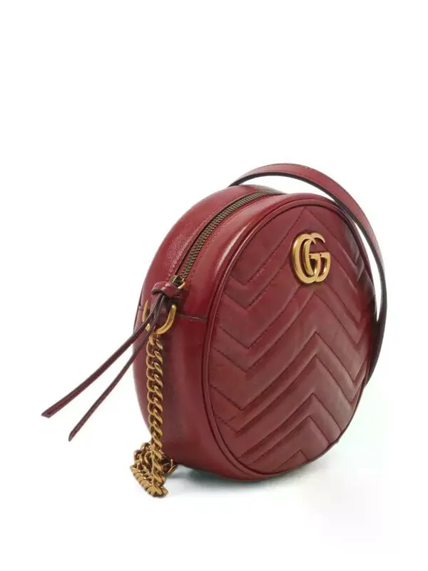 Gucci Mini Gg Marmont Logo-plaque Shoulder Bag - Red