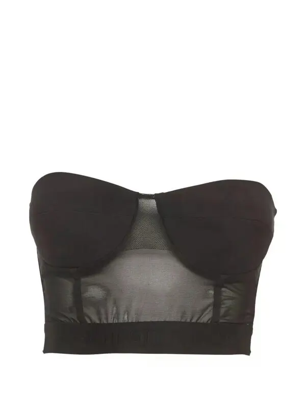 Elisabetta Franchi Mesh Bustier Top - Black