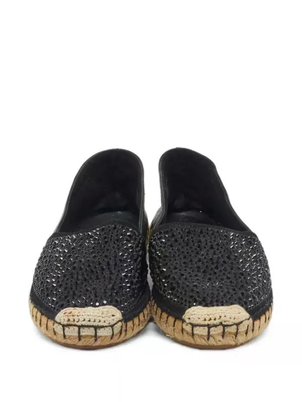 LE SILLA Crystal-embellished Leather Espadrilles