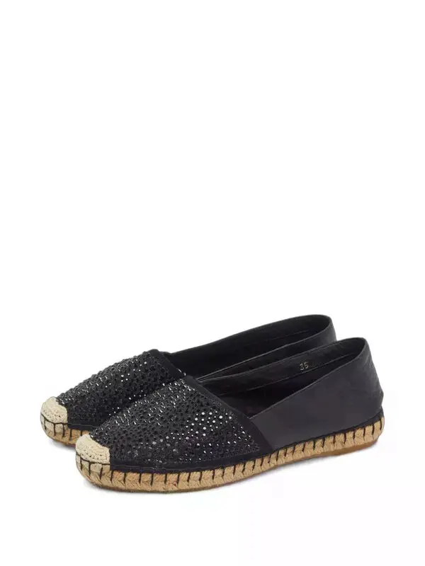 LE SILLA Crystal-embellished Leather Espadrilles