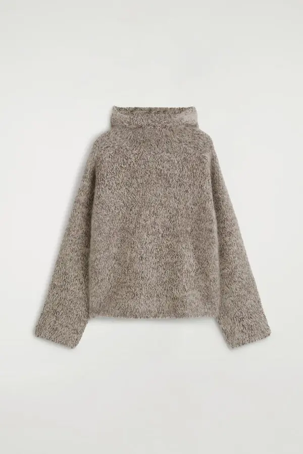 Cos Chunky Brushed-cashmere Hoodie - Gray