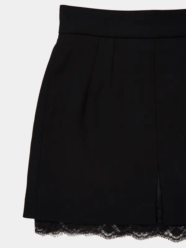 Dolce & Gabbana Wool Skirt With Lace Hem