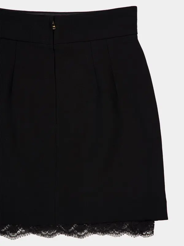 Dolce & Gabbana Wool Skirt With Lace Hem