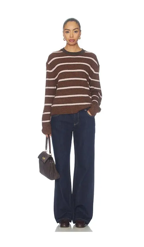 LOVERS AND FRIENDS Kristin Stripe Pullover In Brown